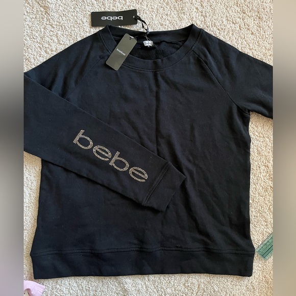 bebe | Sweaters | Nwt Bebe Sleek Jet Black Metallic Stud Embellished ...